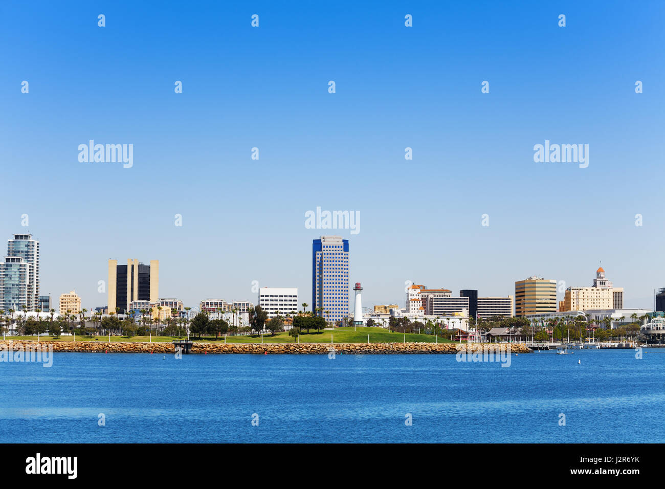 Beautiful marina and downtown skyline of Long Beach in California, USA ...