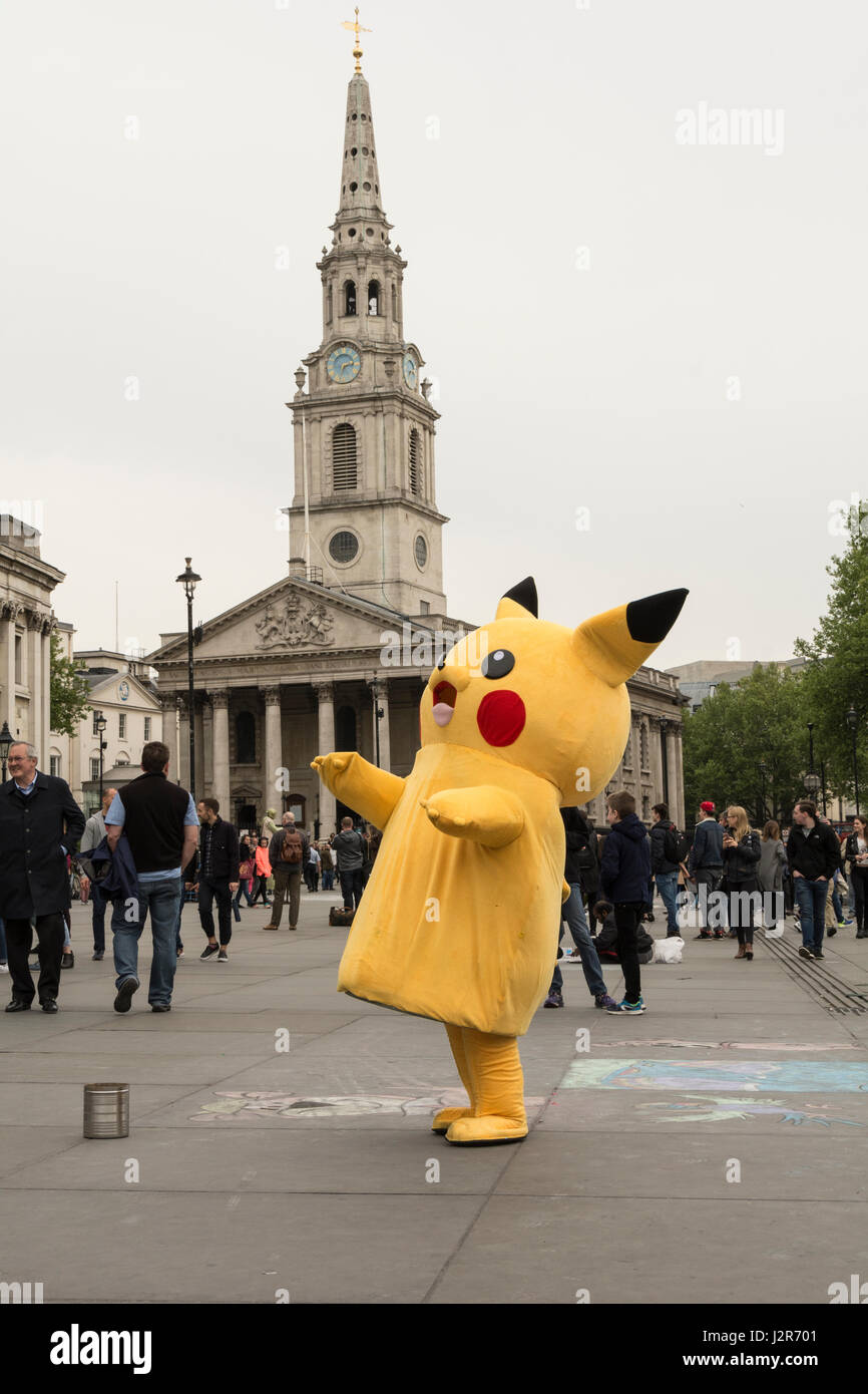 Pikachu the friendly Pokemon character in Trafalgar Square, London ...