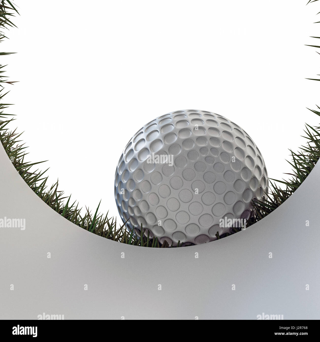 3d illustration of a golf ball approaching hole isolated on white ...