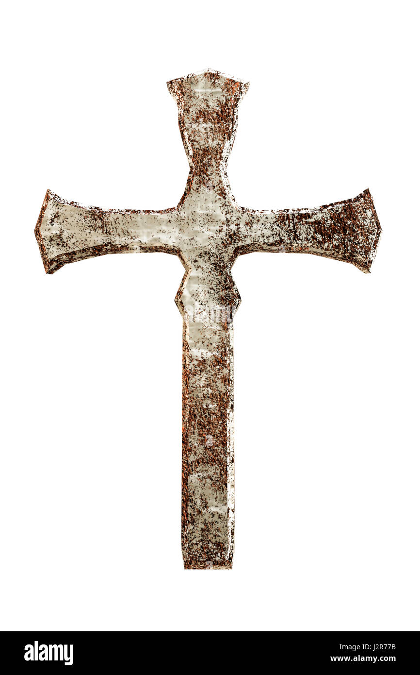 3d illustration of a rusty cross isolated on white background Stock ...