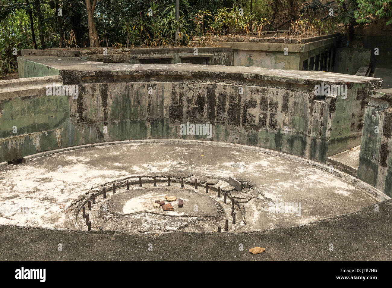 Gun pits - remains of the British fort on Penang, Malaysia, which was ...