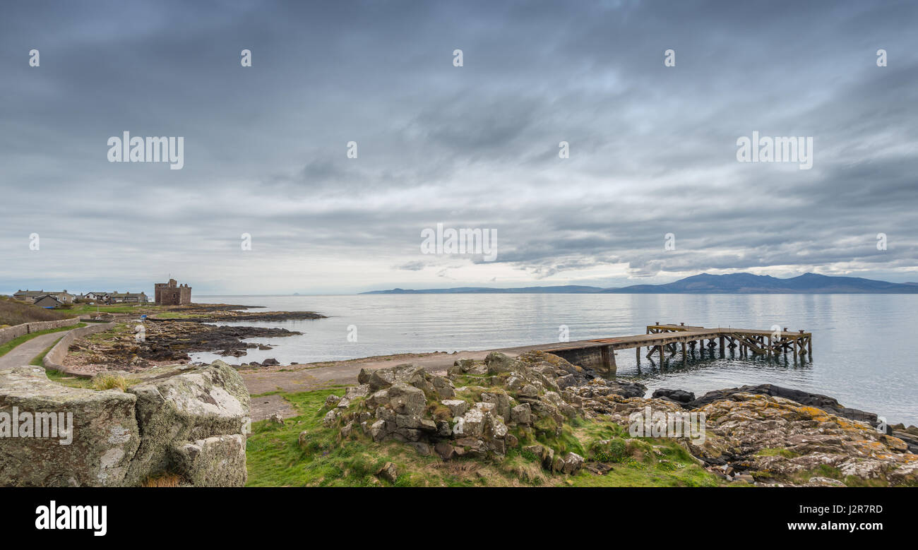 Portencross Bay with the Castle and jetty just before it rained in the ...