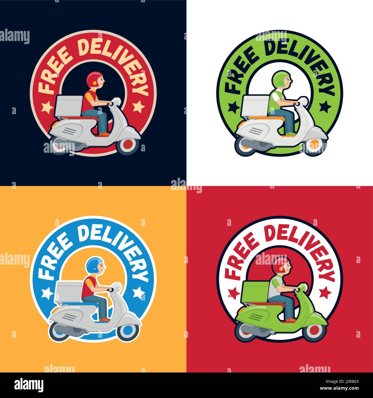 Vector delivery service scooter label collection Stock Vector Image ...