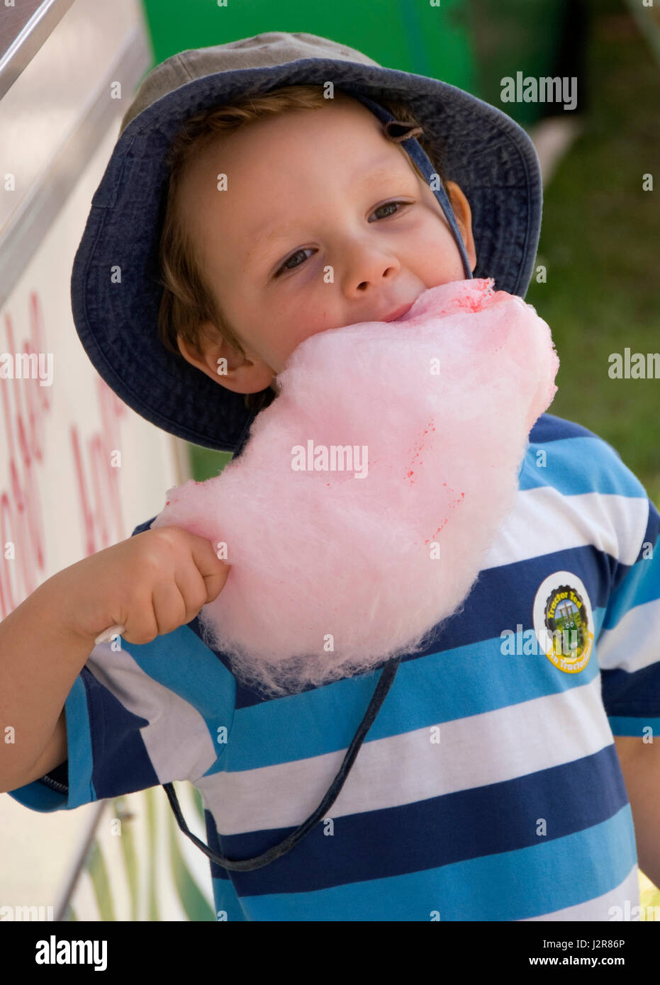 Royal Bath & West Show, showing the funfair and children eating toffee ...