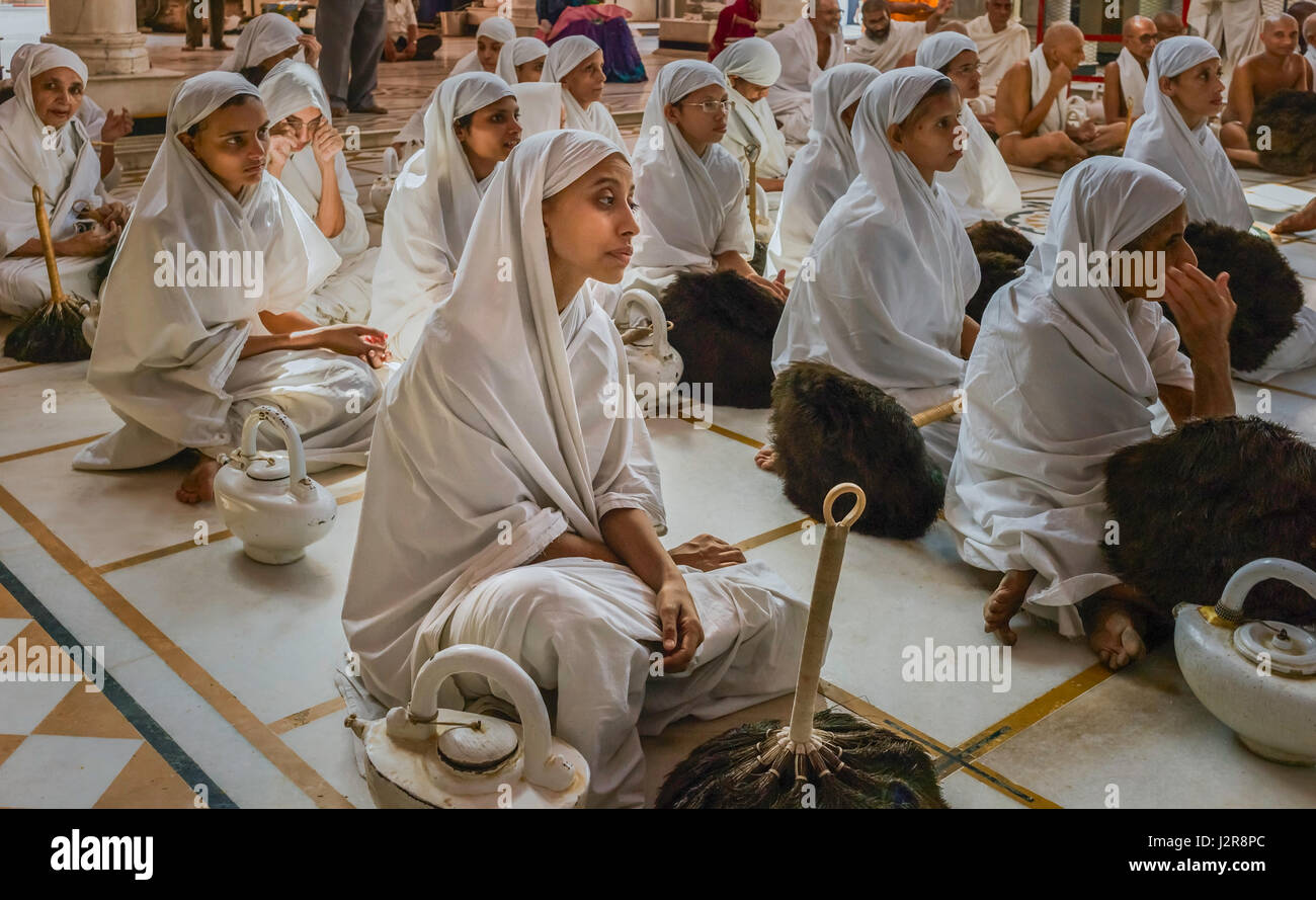 Jain nuns during the Chaturmas festival with peacock feather brushes ...