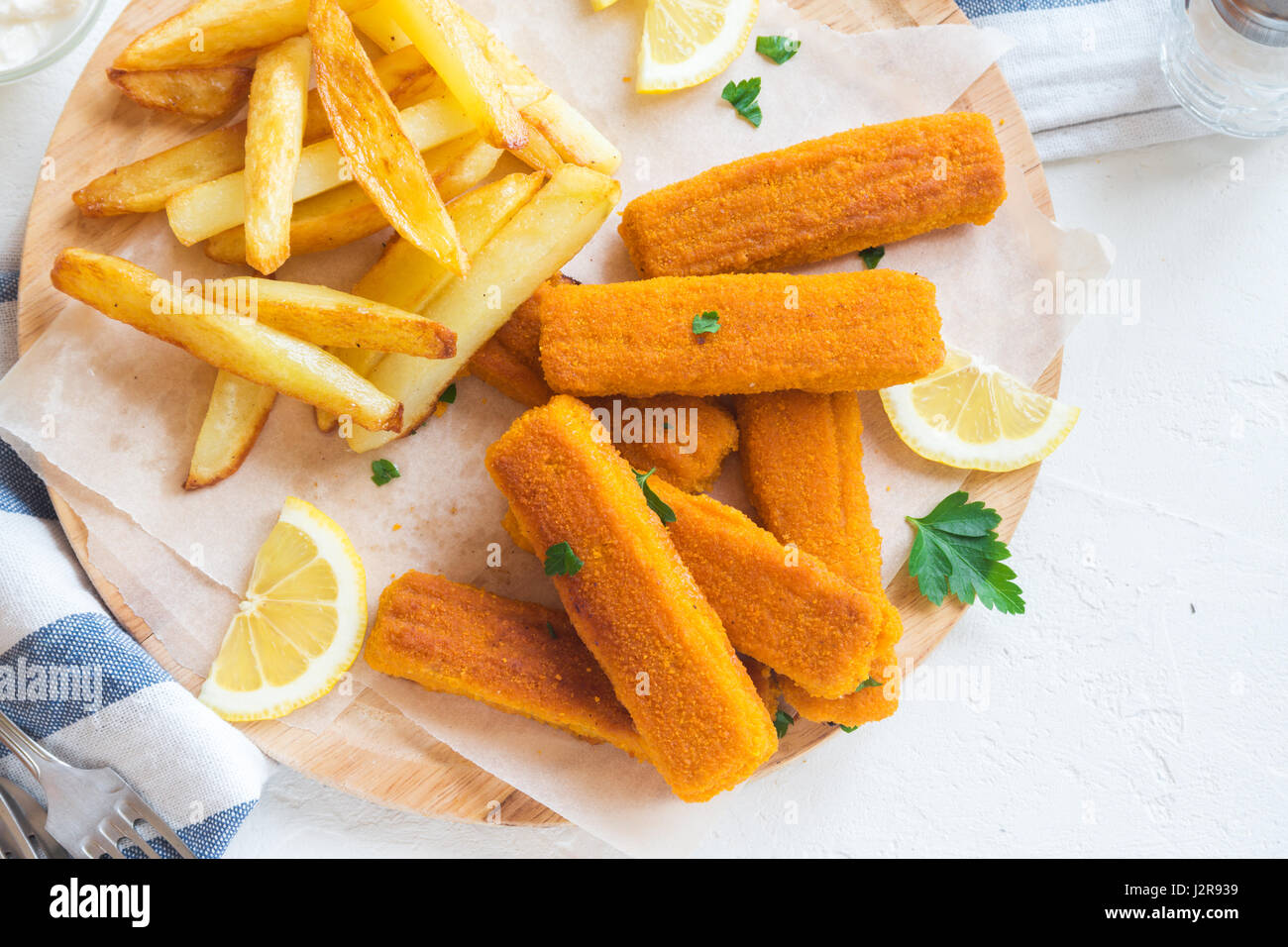 Fried Fish Sticks with French Fries. Fish Fingers. Fish Sticks with ...