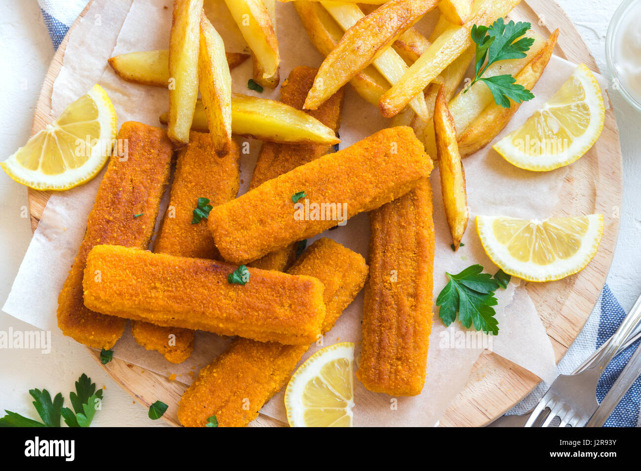 Fried Fish Sticks with French Fries. Fish Fingers. Fish Sticks with ...