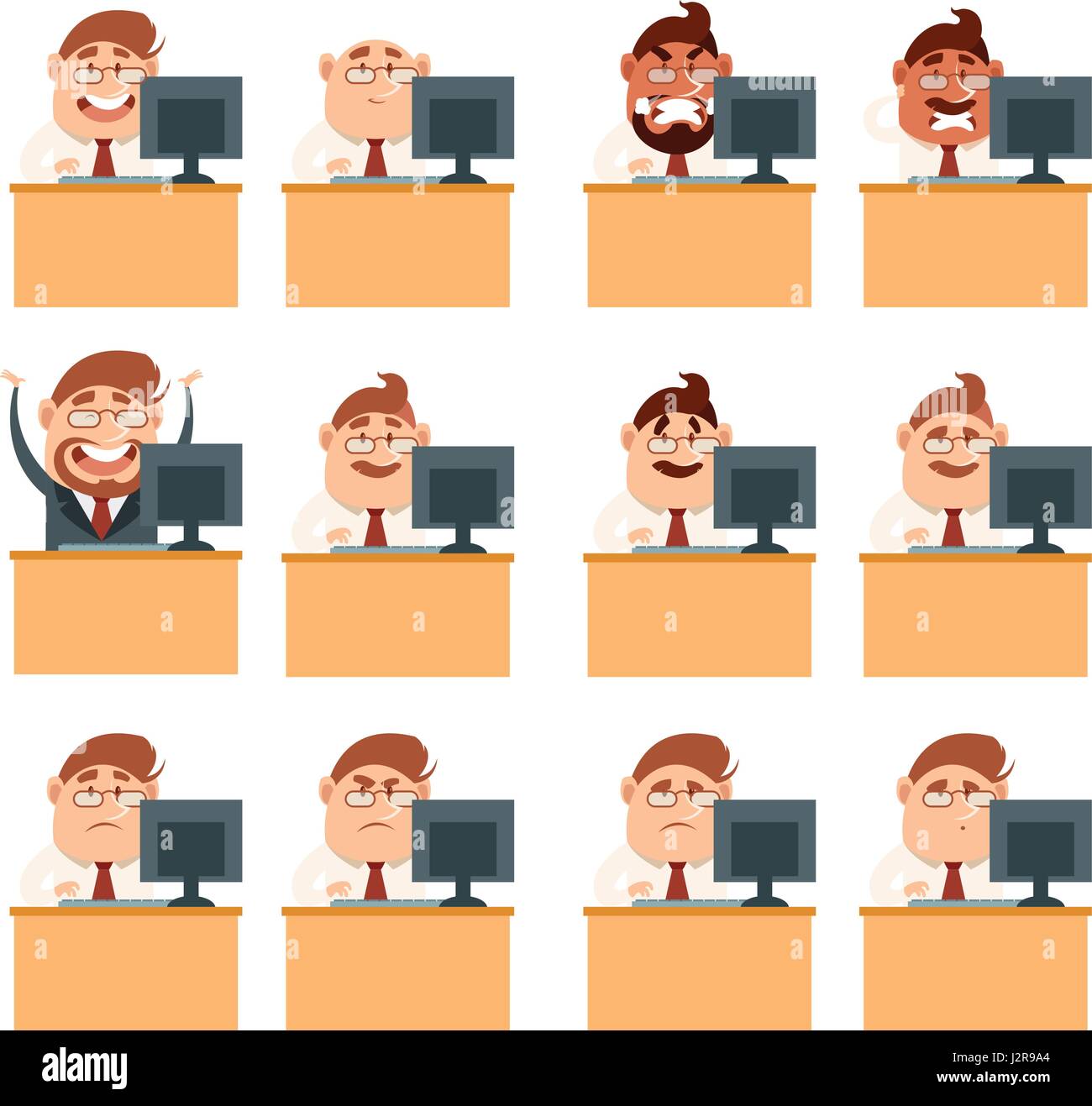 Set of business men at work icons Stock Vector Image & Art - Alamy