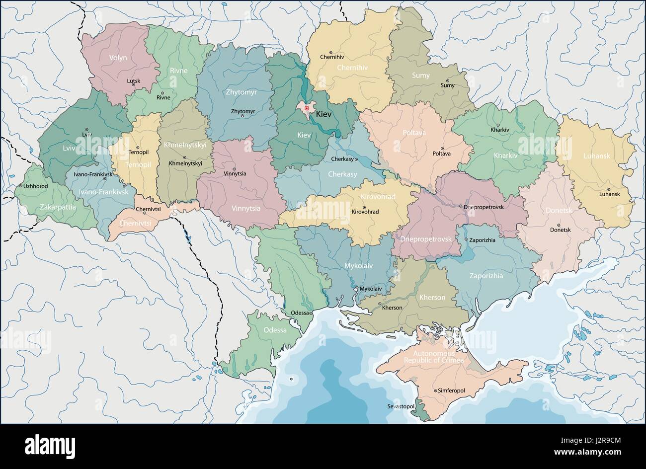 Detailed political map ukraine Stock Vector Images - Alamy