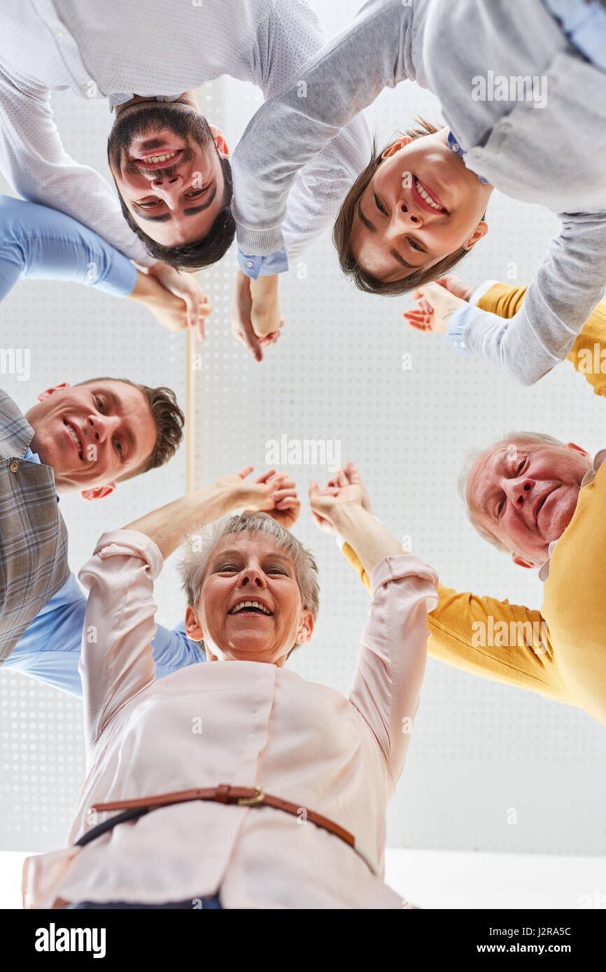 Successful business team in circle for team building exercise Stock ...