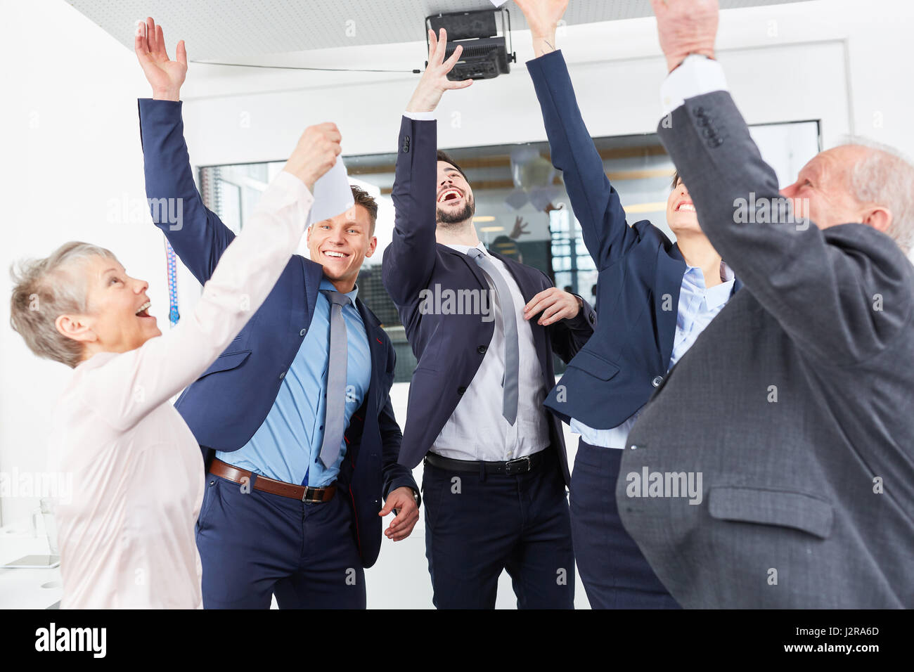 Happy business team success celebration party Stock Photo - Alamy