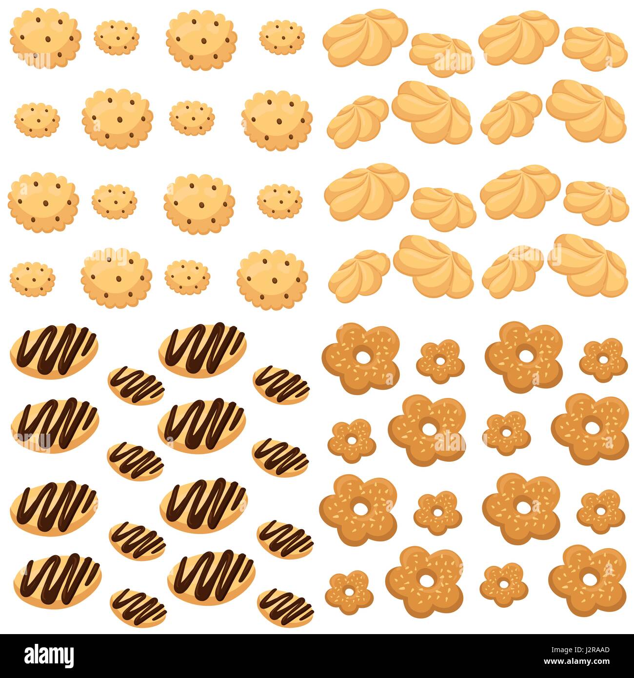 Cookies vector illustration cake isolated on white Assortment of nine ...
