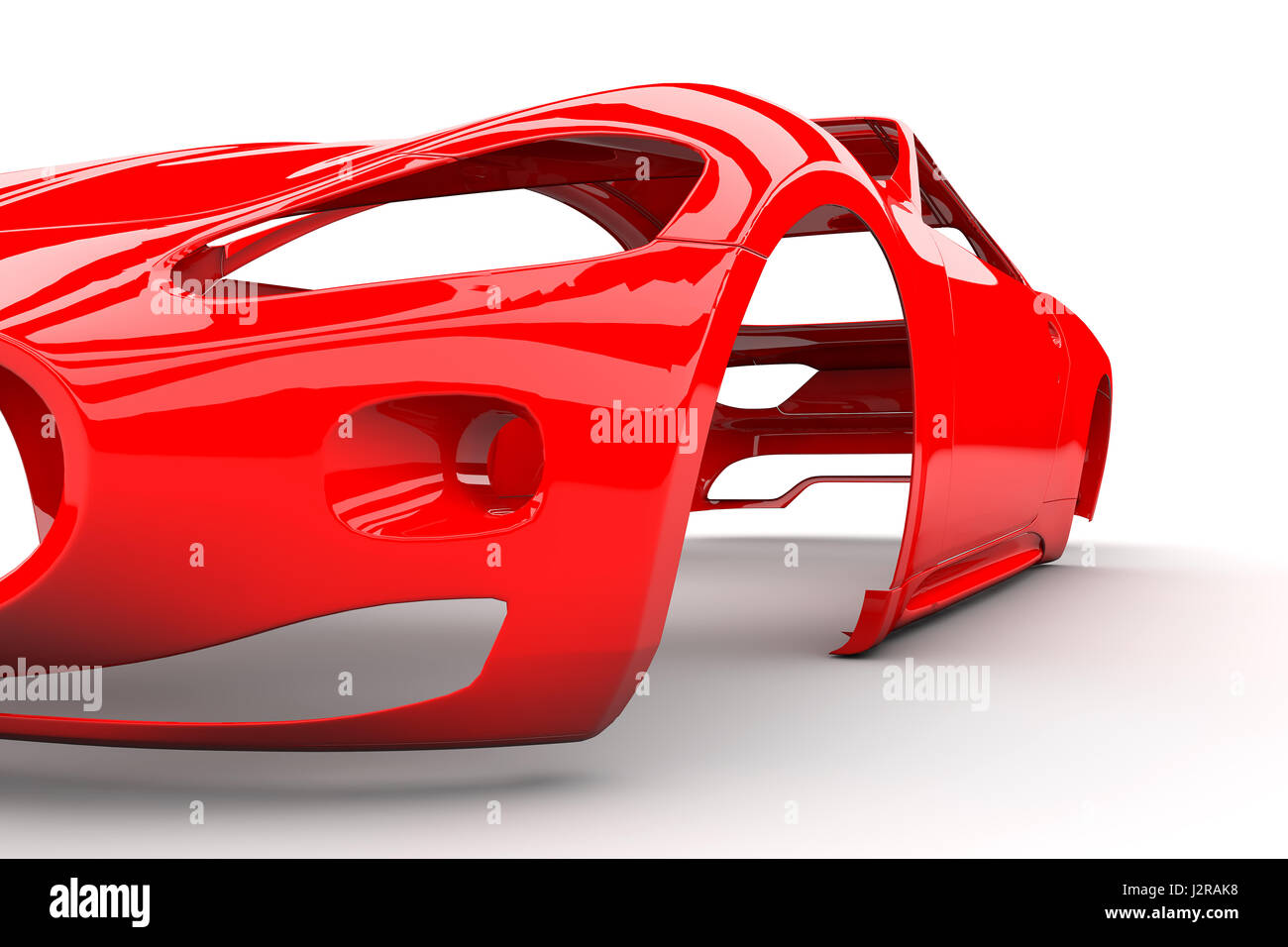 Red back body car with no wheel, engine,interior Stock Photo - Alamy