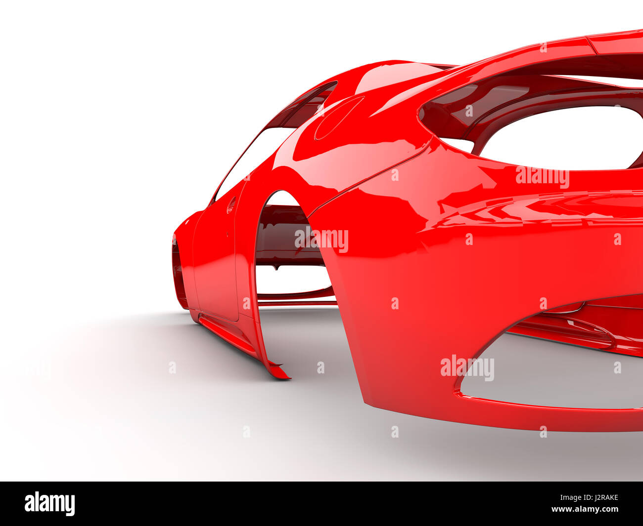Red back body car with no wheel, engine,interior Stock Photo - Alamy