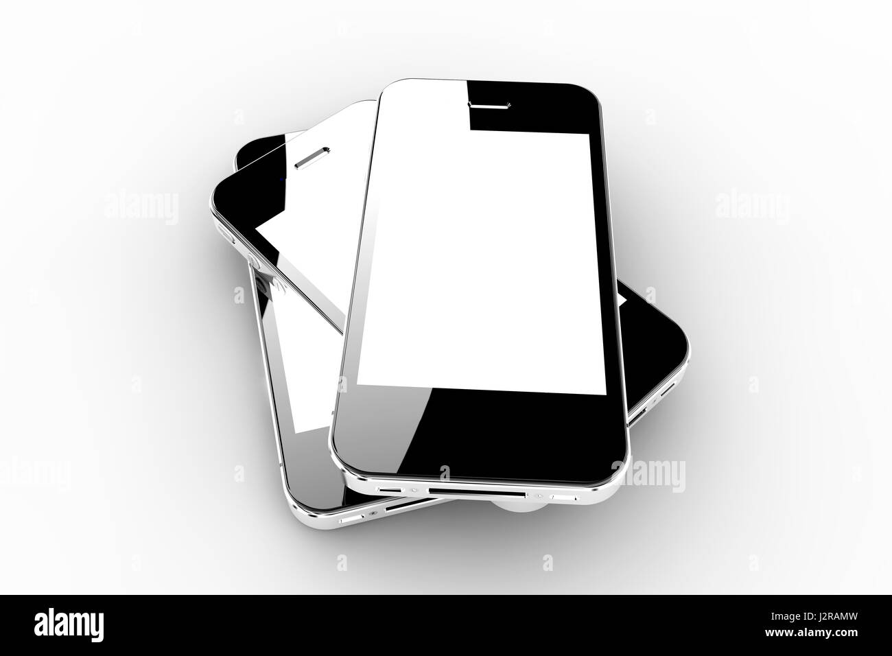 Realistic black smartphones with a white screen Stock Photo - Alamy