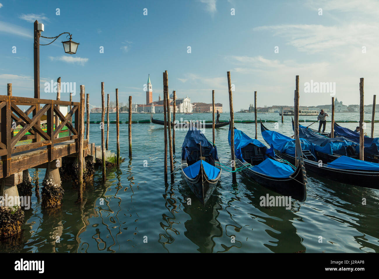 Gondolas on San Marco Basin in Venice Stock Photo - Alamy