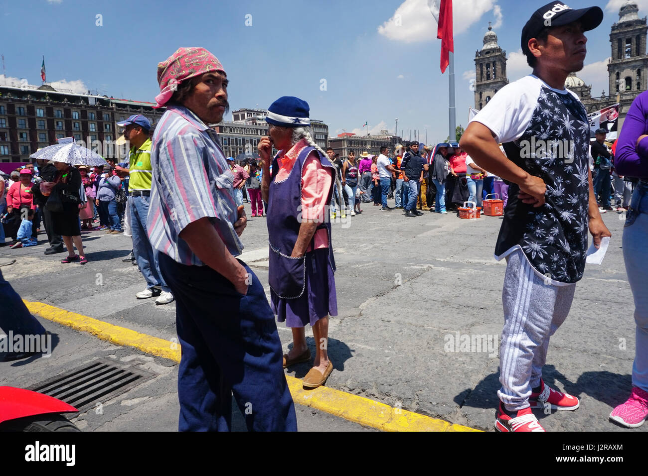 Protesters in the Zocalo (Plaza de la Constitution) in the historic ...