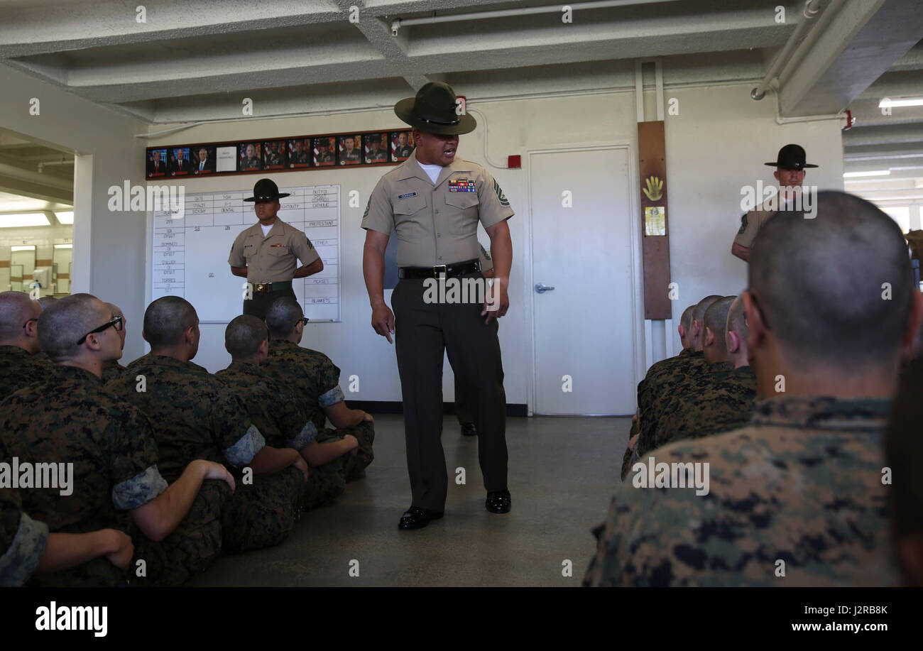 A drill instructor from Hotel Company, 2nd Recruit Training Battalion ...
