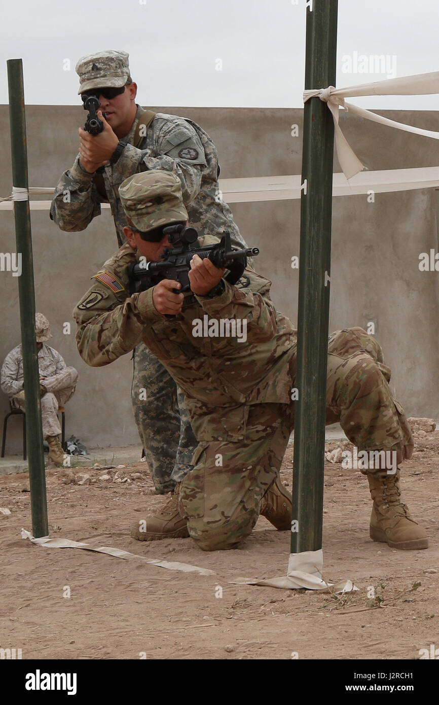 Sgt. Derek Ball and Spc. Antonio Bowden military policemen representing ...