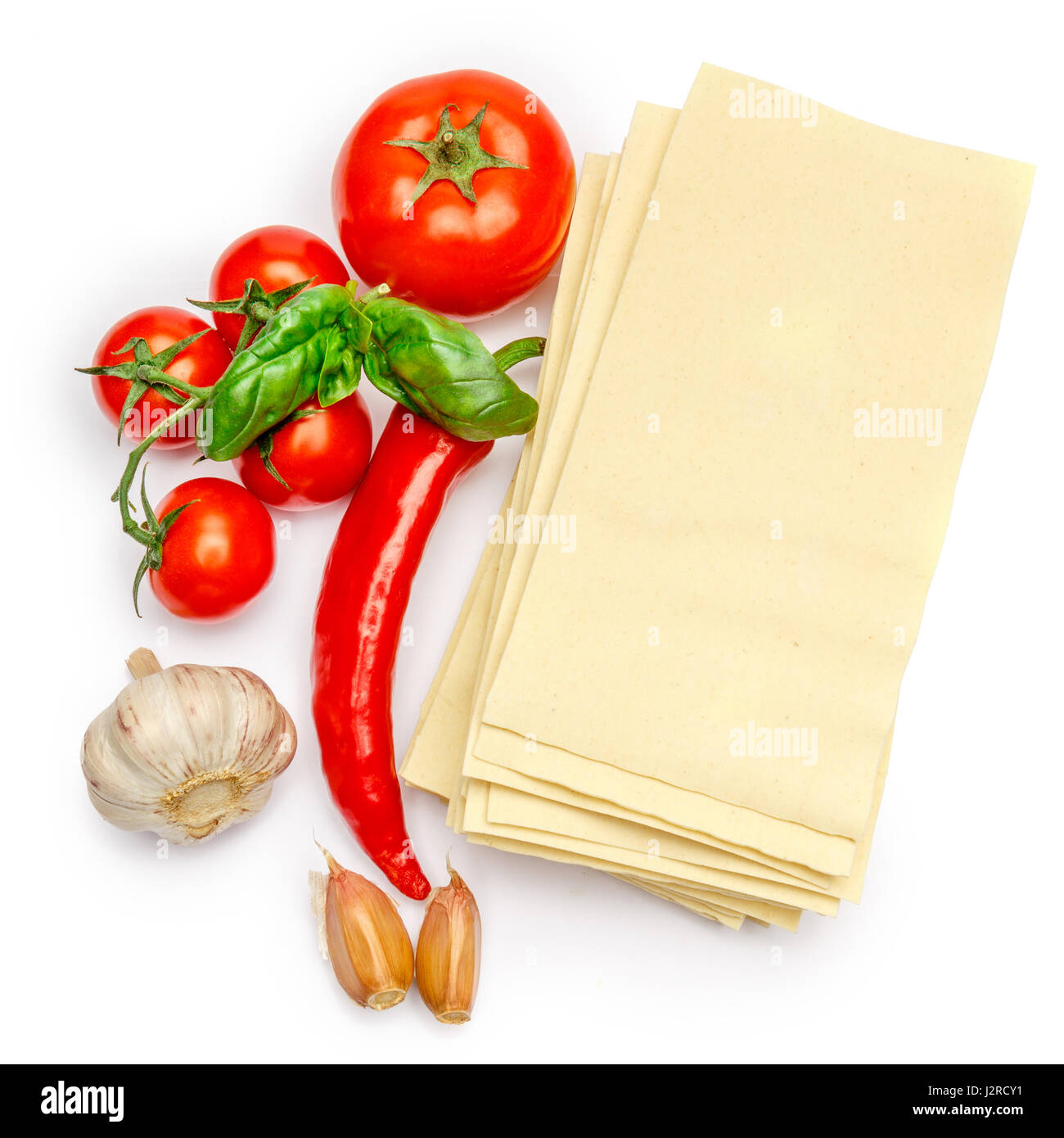 dried uncooked lasagna pasta sheets and vegetables Stock Photo - Alamy