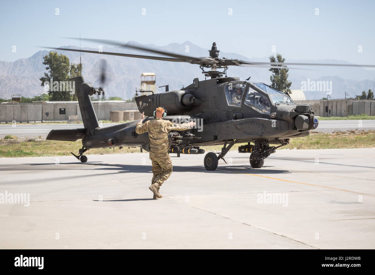 U.S. Army AH-64E Apache helicopter pilots assigned to Task Force ...