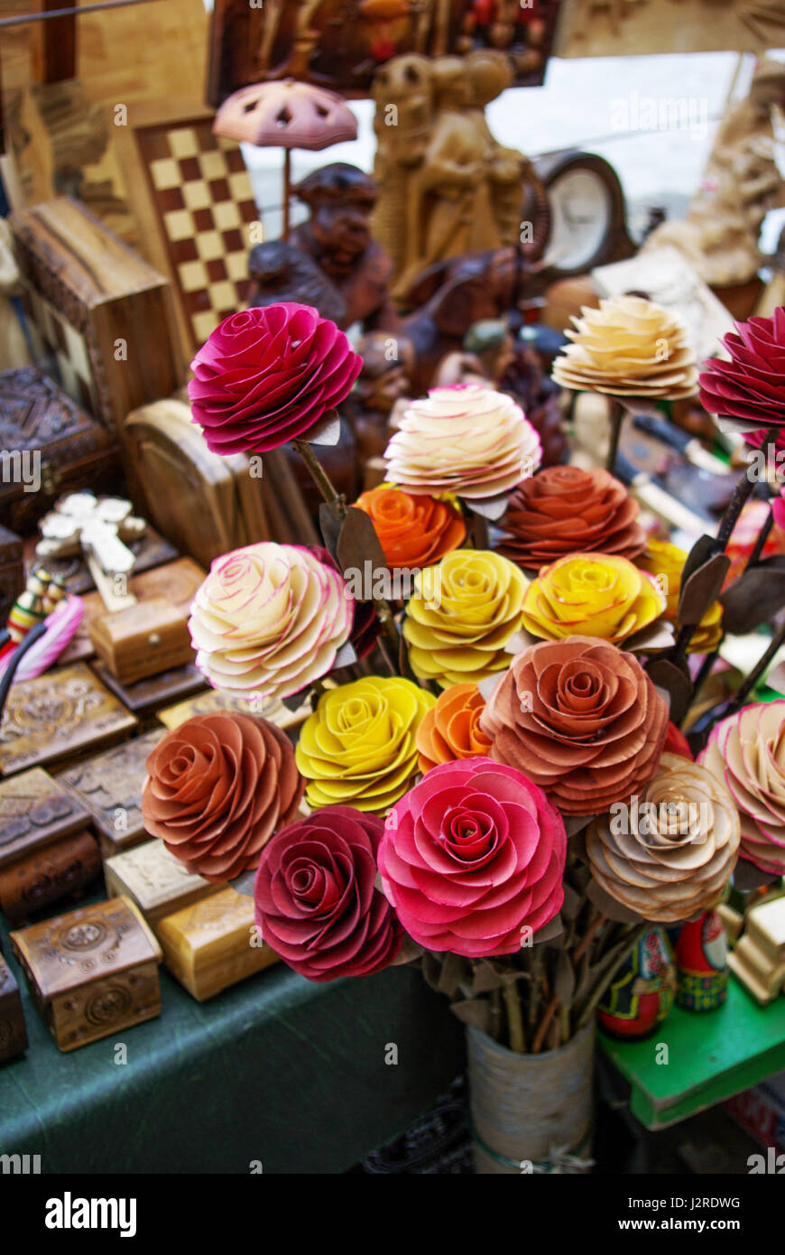 Hand made roses Various of colors made of wood Stock Photo - Alamy