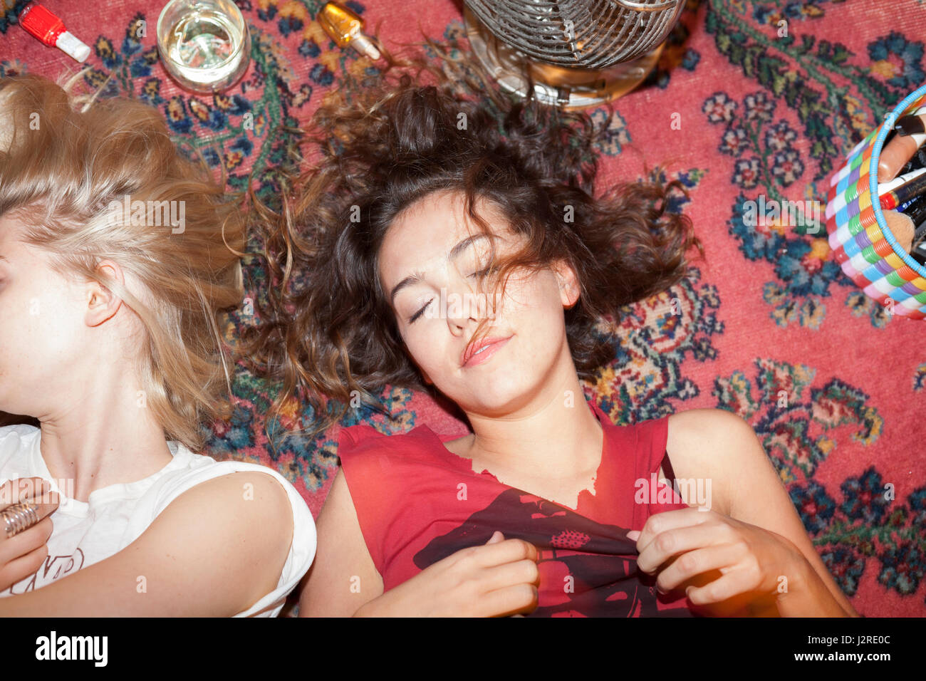 Portrait of two playful young women Stock Photo - Alamy