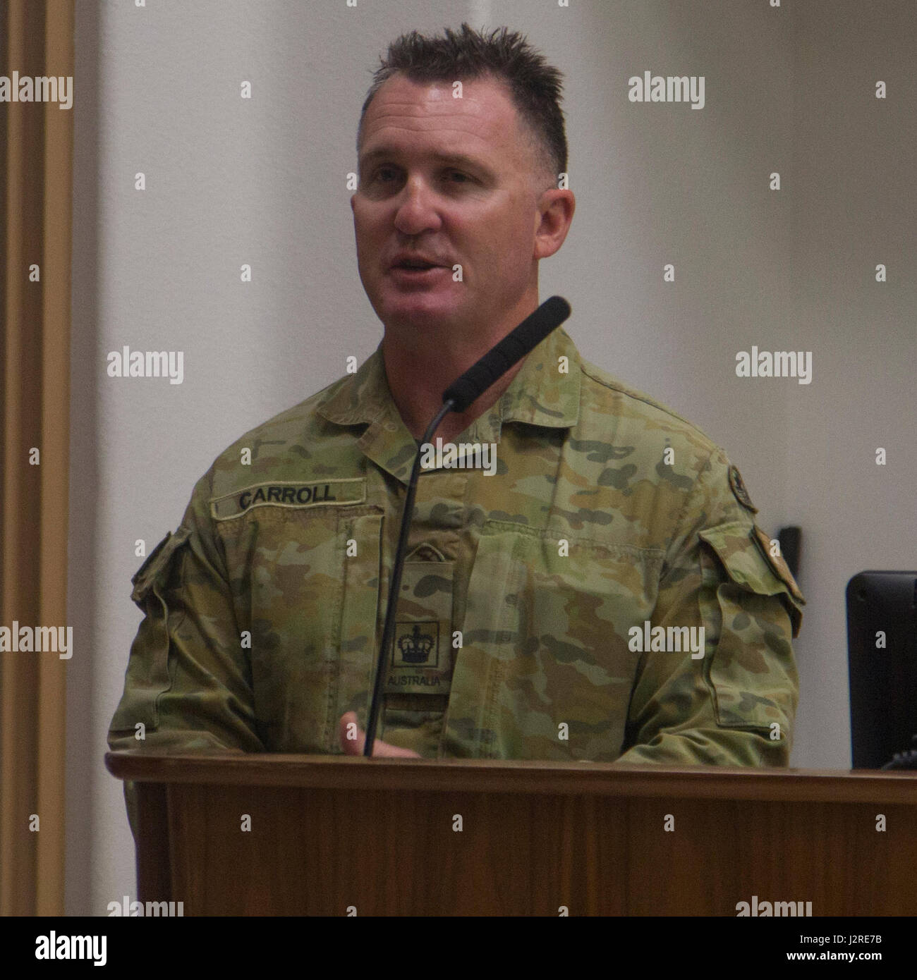 Warrant Officer Class 2 Michael Carroll, exchange infantry weapons ...
