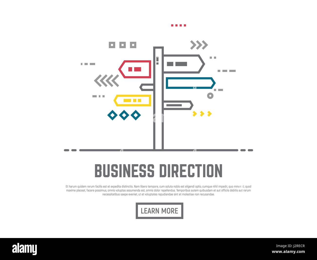 Direction choosing concept. Flat vector line style roadside signpost ...
