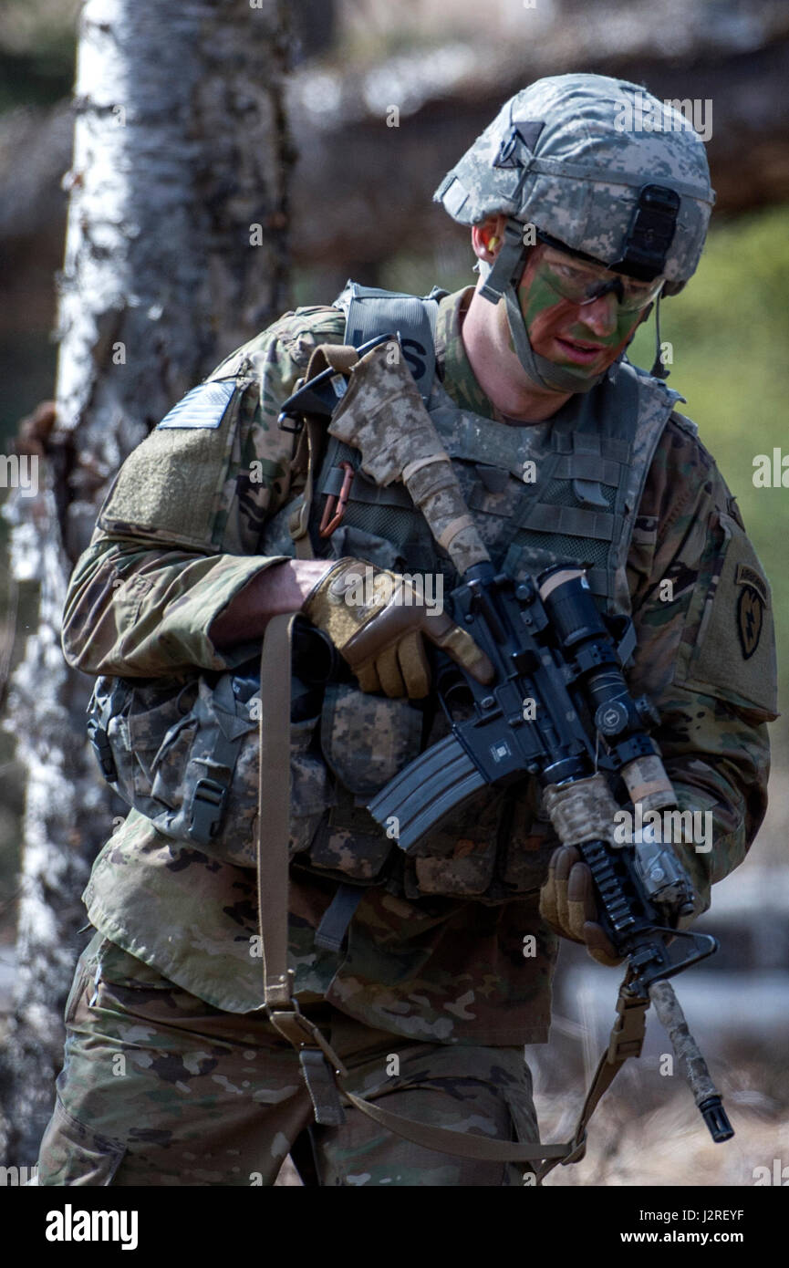 Spc. Joshua Davis, assigned to Scout Platoon, Headquarters and ...