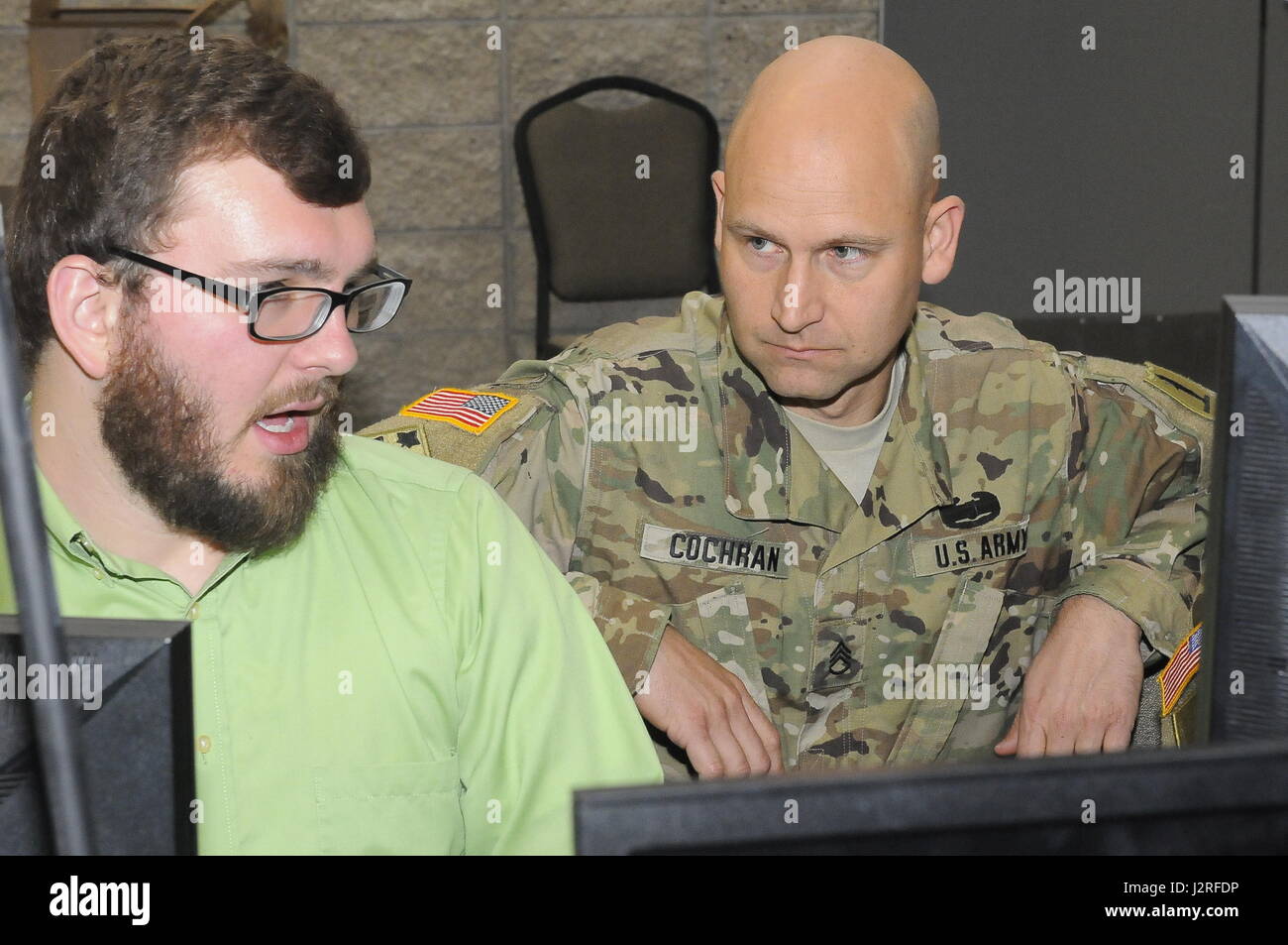 National Guardsman Staff Sgt. Sean Cochran with the Missouri Cyber Team ...