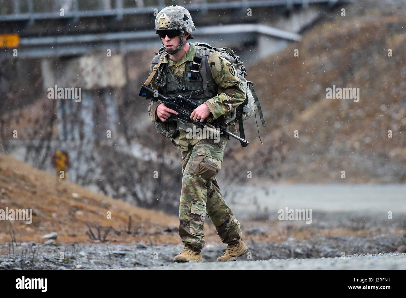 U.S. Army paratroopers from 1-501 PIR conduct a 12-mile tactical foot ...