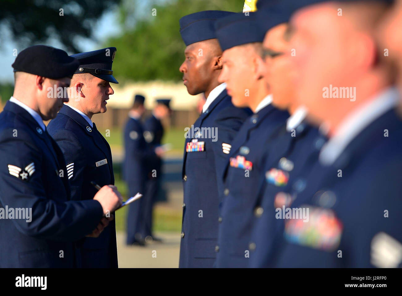 U.S. Airmen assigned to the Senior Master Sgt. David B. Reid Airman ...