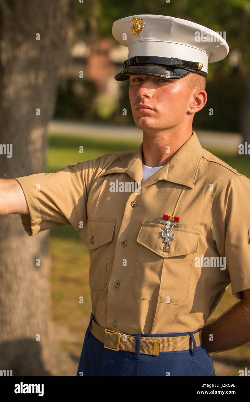 Pfc. Boone A. Bates, honor graduate for Platoon 1024, Bravo Company ...