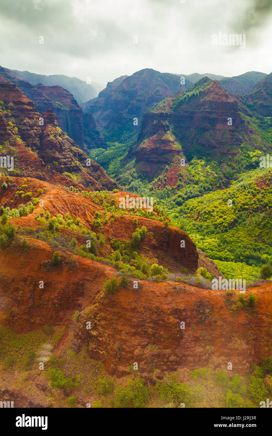 Waimea valley Kawaii Hawaii aereal view Stock Photo - Alamy