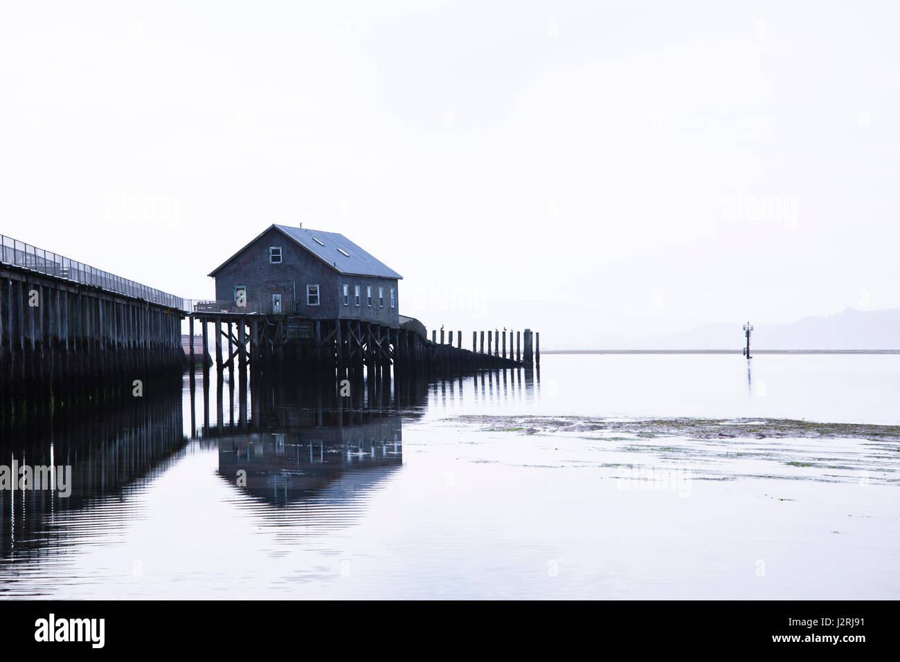 Wooden house of fishermen and shellfish and crab catchers on stilts at ...