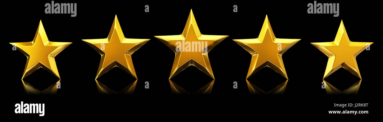 Five shiny golden stars - 3d rendering Stock Photo - Alamy