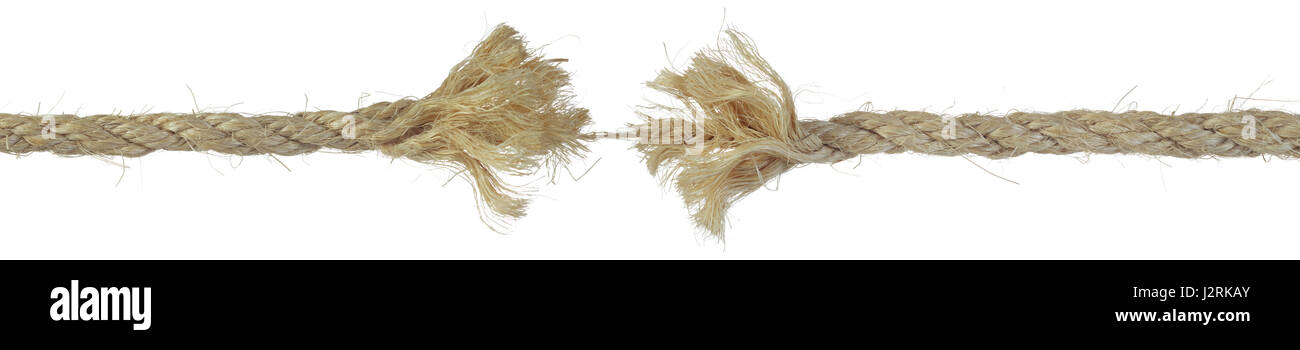 Rope fraying isolated on white Stock Photo - Alamy