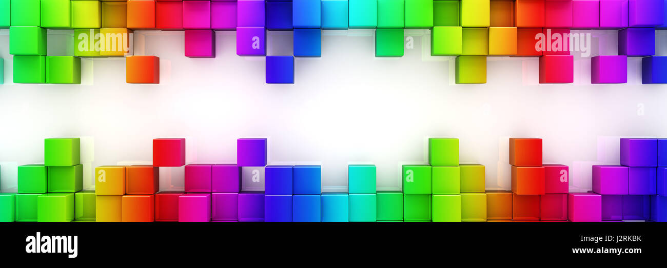 Rainbow of colorful blocks abstract background - 3d render Stock Photo ...