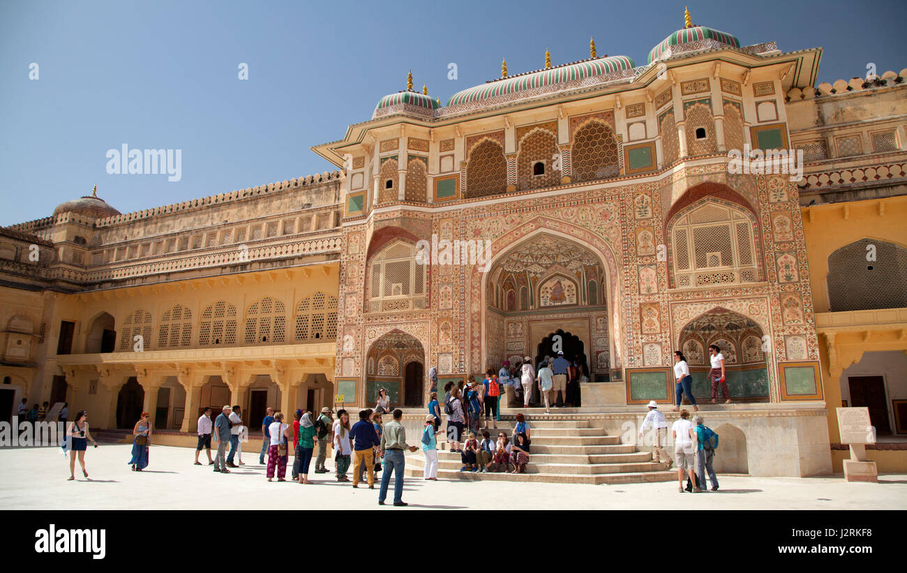 Tourists at the Ganesh Pol (Ganesh Gate), the main entrance to the ...