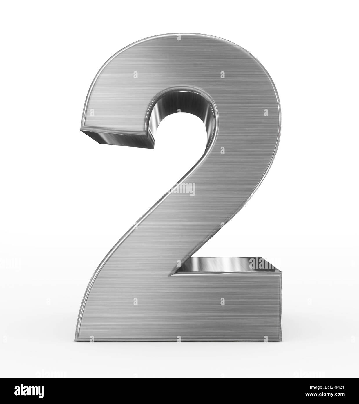 number 2 3d metal isolated on white - 3d rendering Stock Photo - Alamy
