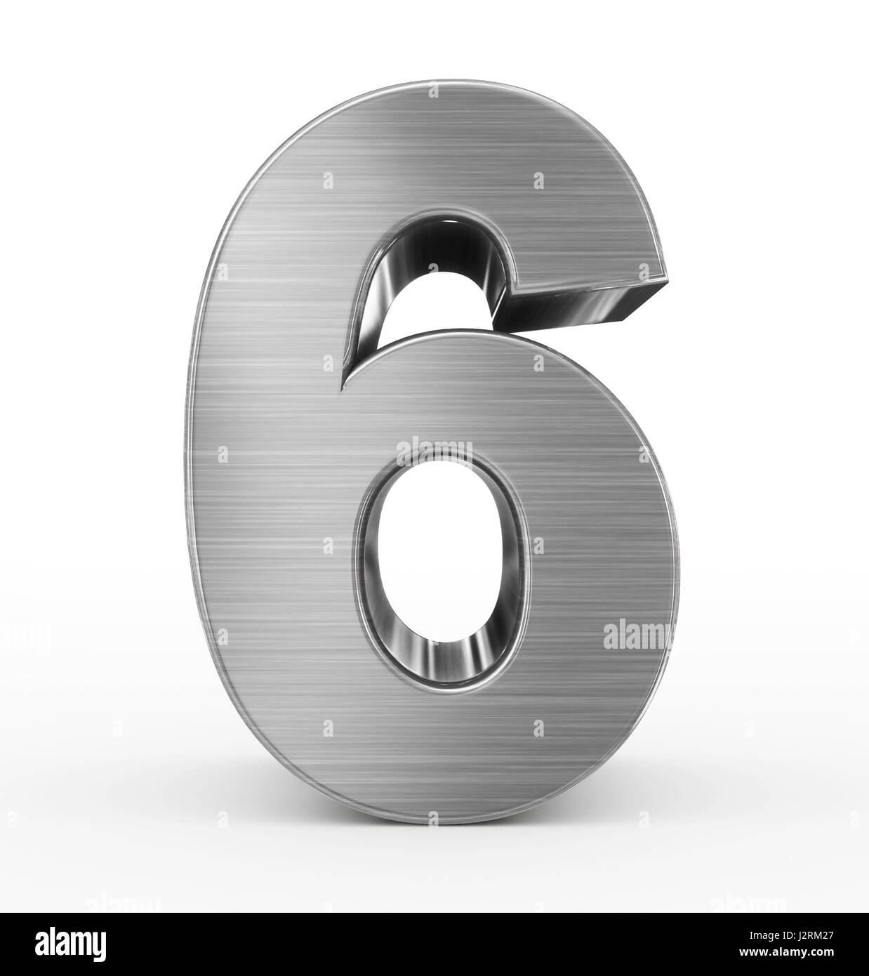 number 6 3d metal isolated on white - 3d rendering Stock Photo - Alamy