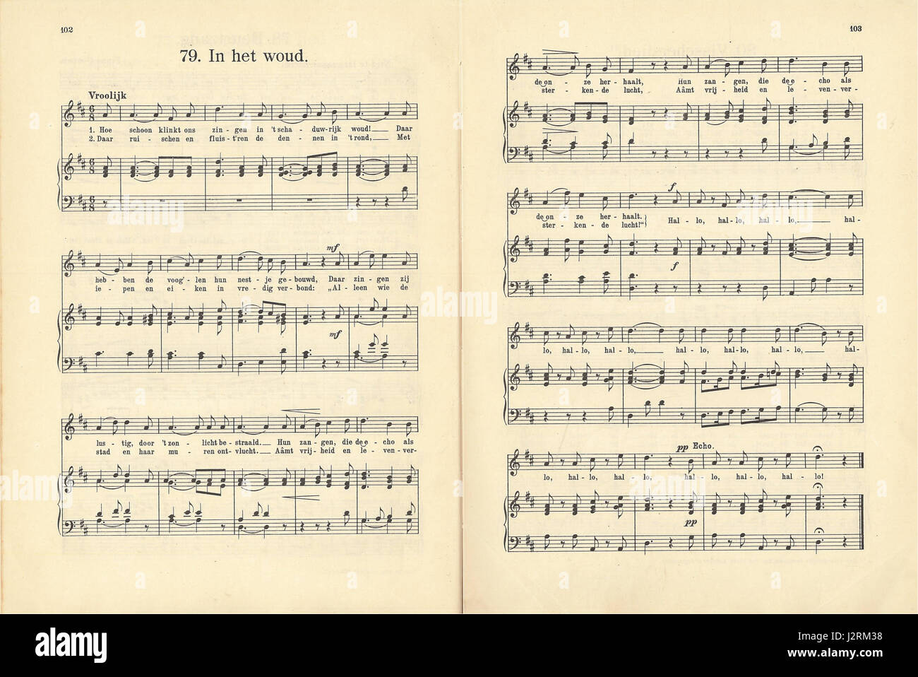 Pages 102 and 103 from '79 In het woud', a Dutch publication, featuring ...