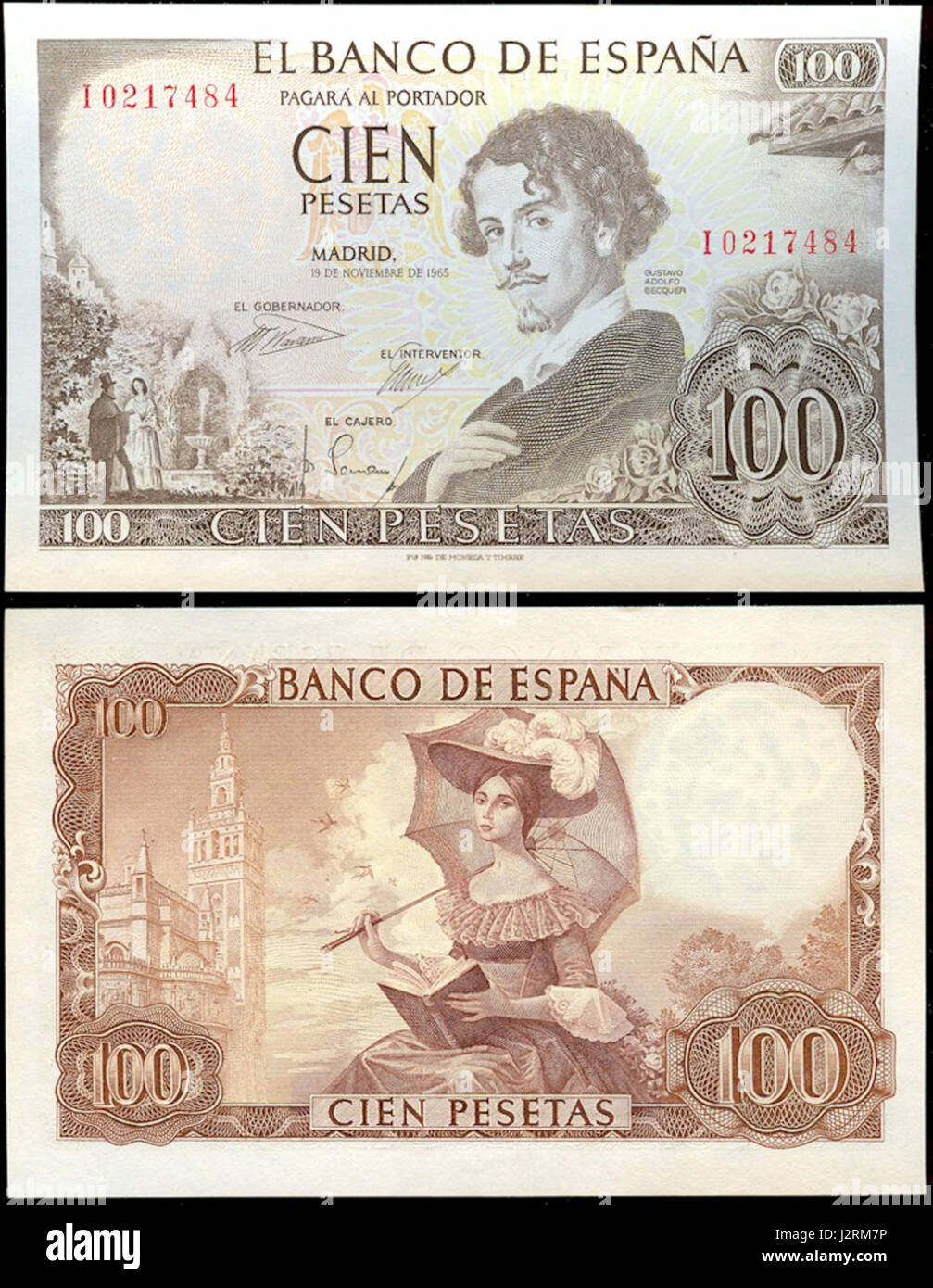 100 pesetas of Spain 1965 Stock Photo - Alamy