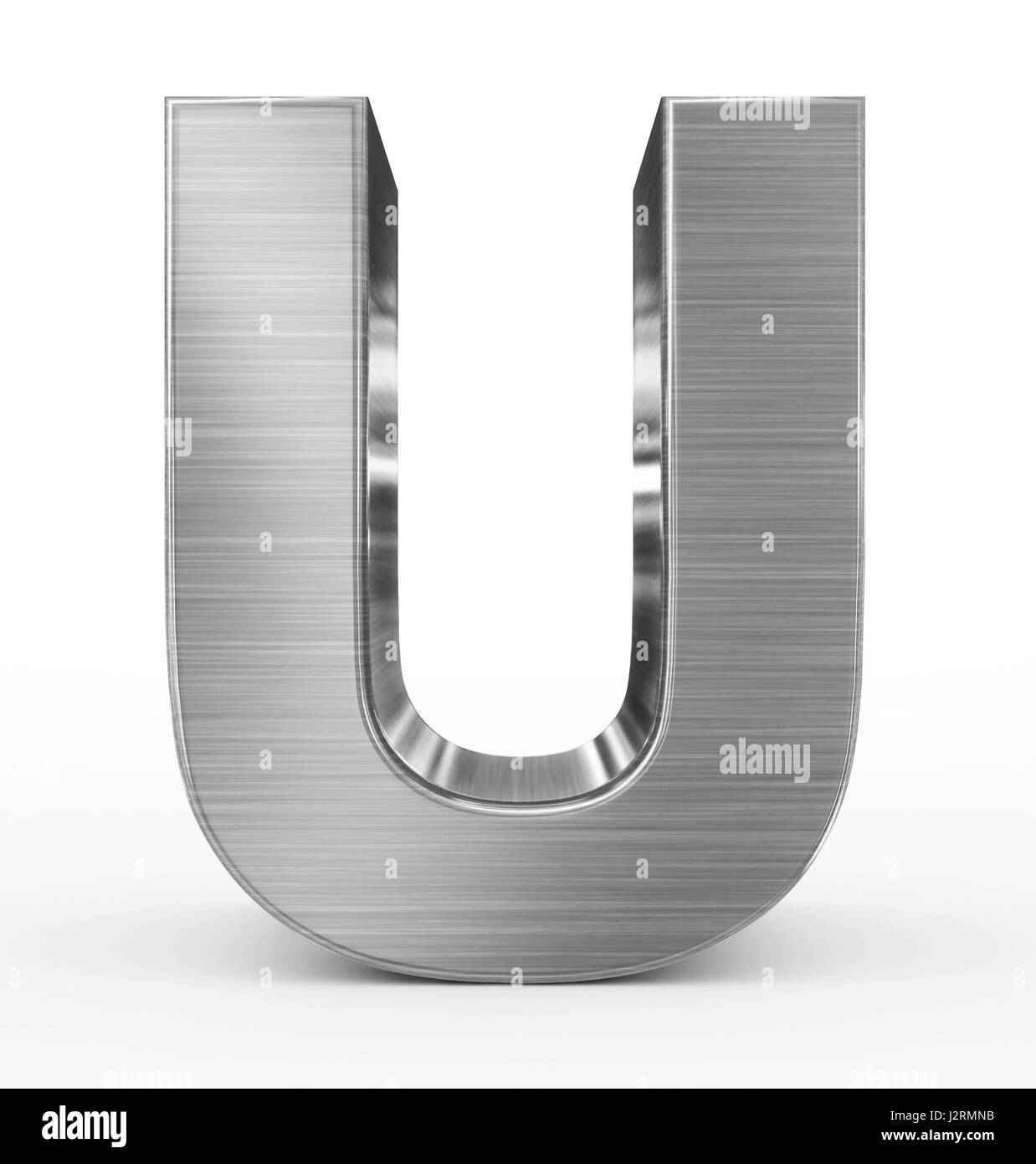 letter U 3d metal isolated on white - 3d rendering Stock Photo - Alamy