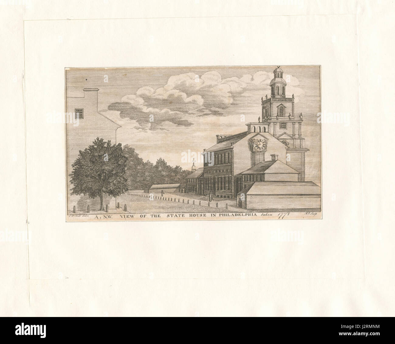 This 1778 view of the State House in Philadelphia, captured from the ...