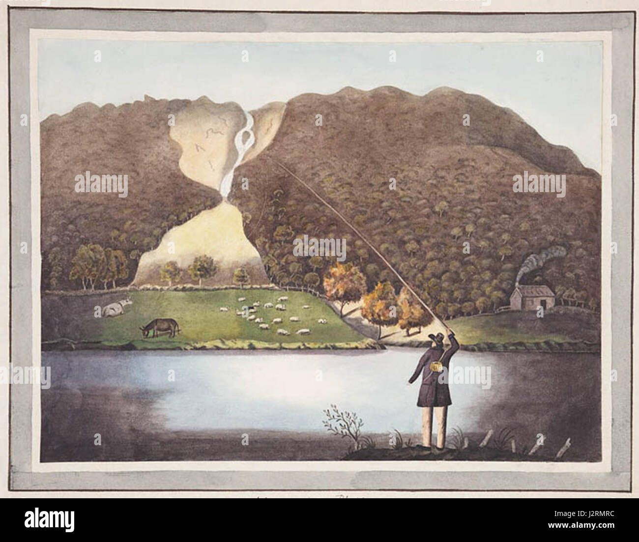 This piece, titled 'A Waterfall by the Rhydol,' presents a natural ...