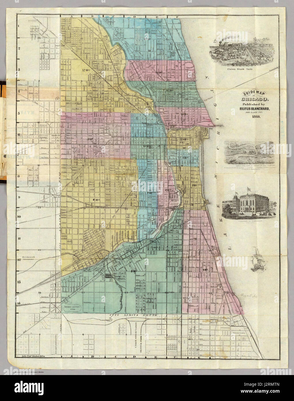 This historical map from 1868, created by Blanchard, depicts the city ...