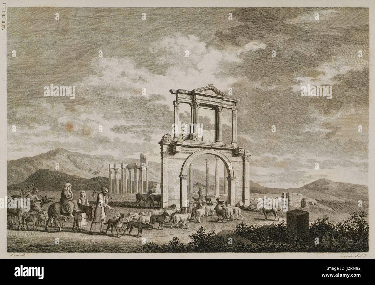 This engraving by Stuart and Revett, created in 1794, depicts the Arch ...