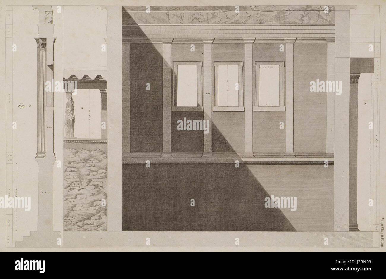 This architectural drawing depicts the vestibule (Pronaos) of the ...
